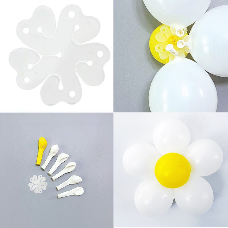 White and Yellow Flower Balloon Kit, Floral Balloons, Flower Backdrop ...