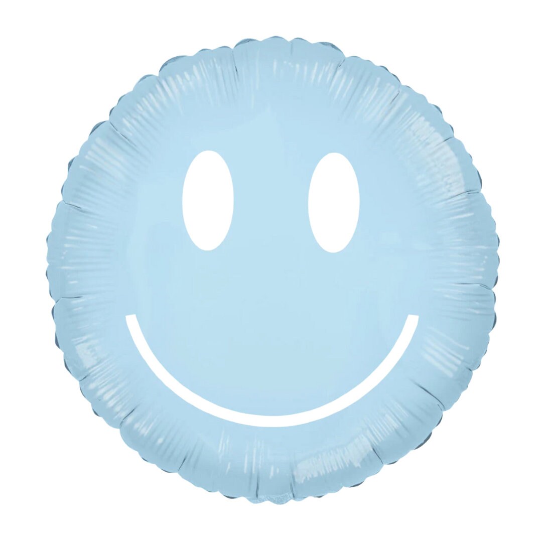 Light Blue Smile Face Balloon, One Cool Dude Party Décor, Happy Face ...