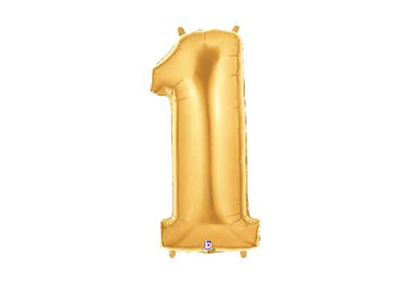 Large Gold One Balloon, 40 inch Gold Foil Number One Balloon, 1st ...