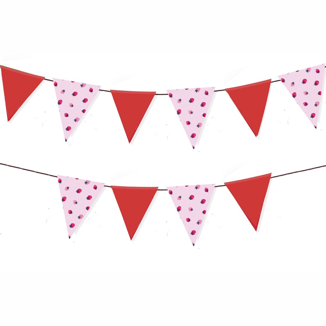 Strawberry Pennant Banner, Strawberry Birthday Party, Summer Party ...