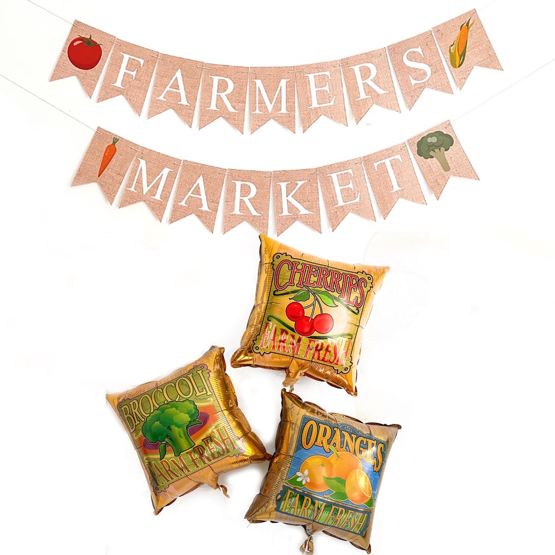 Farmers Market Party Banner, Market Stall Decorations, Vegetable Table ...