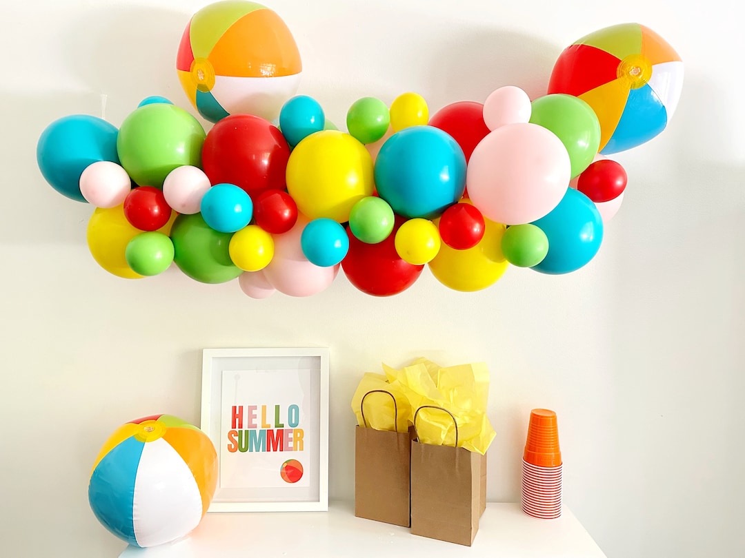 Beach Ball Birthday Party | Colorful Summer Balloons | Pool Party Props ...