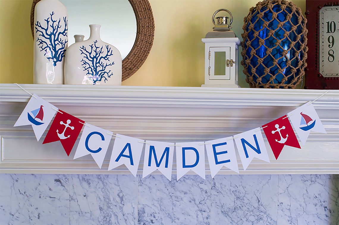 Nautical Name Banner Nautical Customized Name Banner - Etsy