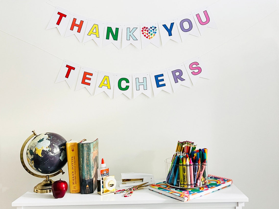 Thank You Teachers Banner Teacher Appreciation Decorations - Etsy