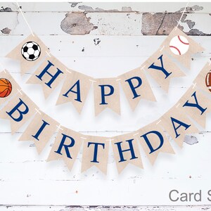 Sports Happy Birthday Banner, Basketball, Soccer, Baseball, Football ...