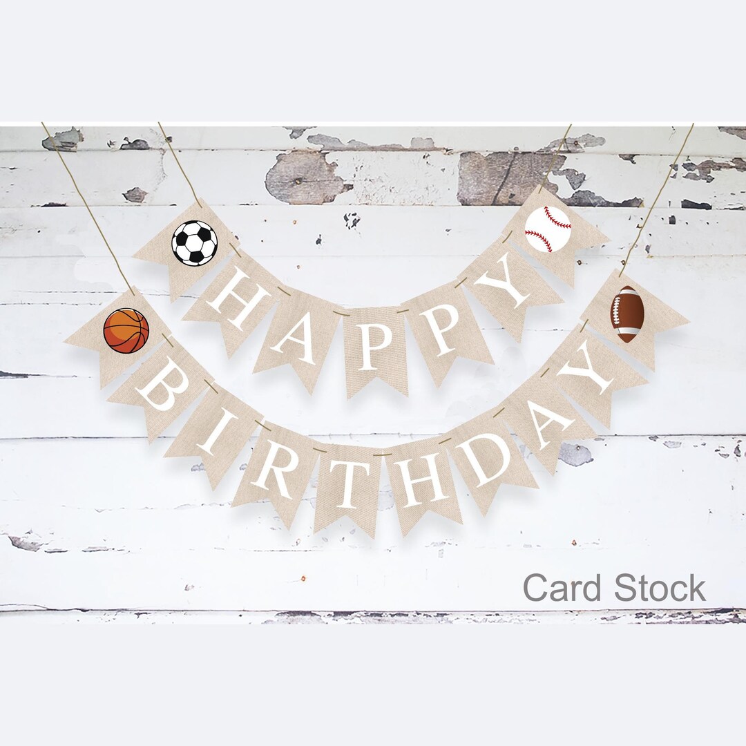 Sports Happy Birthday Banner, Basketball, Soccer, Baseball, Football ...
