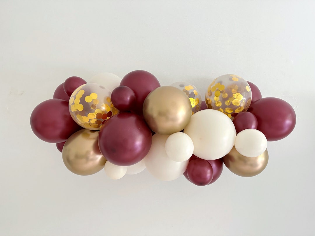 Burgundy, Cream, Gold Balloon Garland, Anniversary Party Decor ...