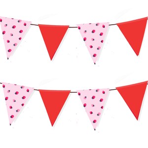 Strawberry Pennant Banner, Strawberry Birthday Party, Summer Party ...