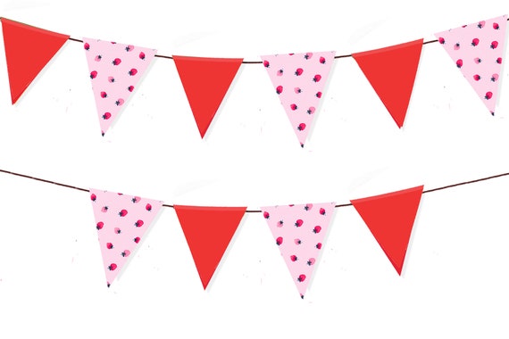Strawberry Pennant Banner Strawberry Birthday Party Summer | Etsy