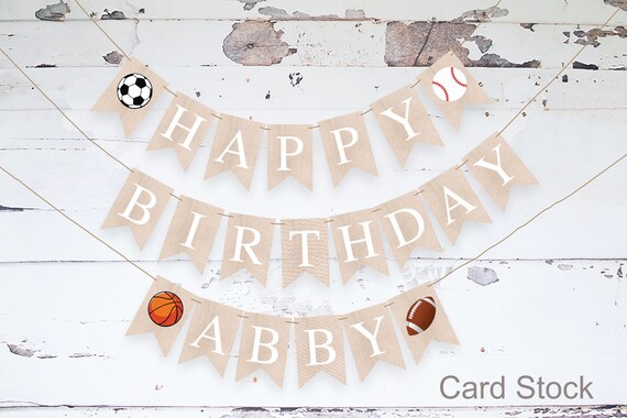 Personalized Sports Banner, Happy Birthday Banner, Soccer, Basketball ...