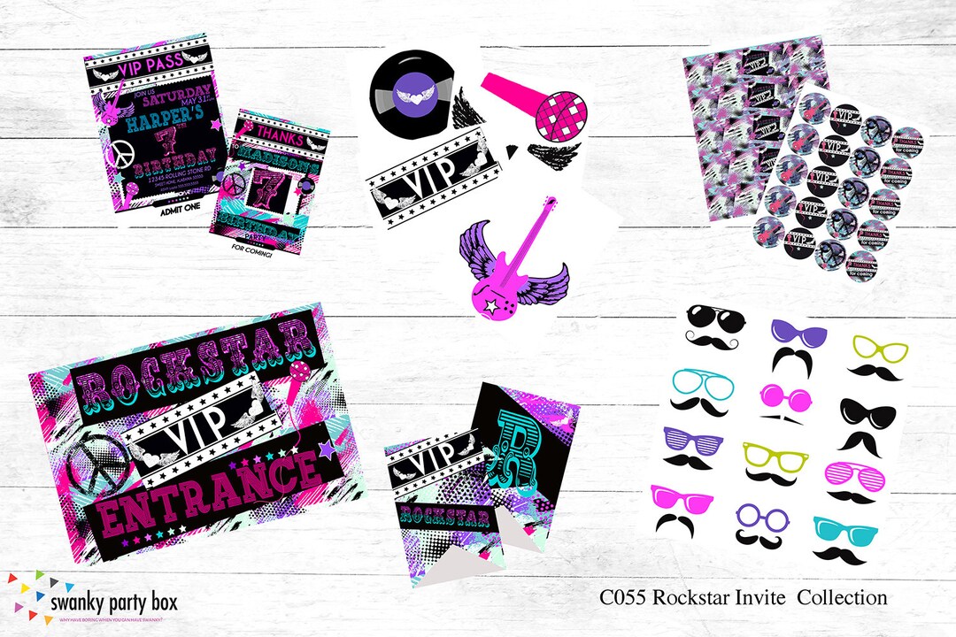 Digital Rockstar Birthday Party Glam Girl Printable Kit - Etsy