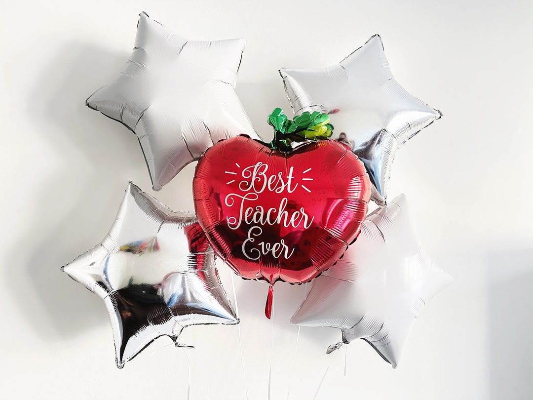 Best Teacher Balloon, Teacher Appreciation Week Balloons, Apple Balloon ...