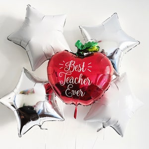 Best Teacher Balloon, Teacher Appreciation Week Balloons, Apple Balloon ...