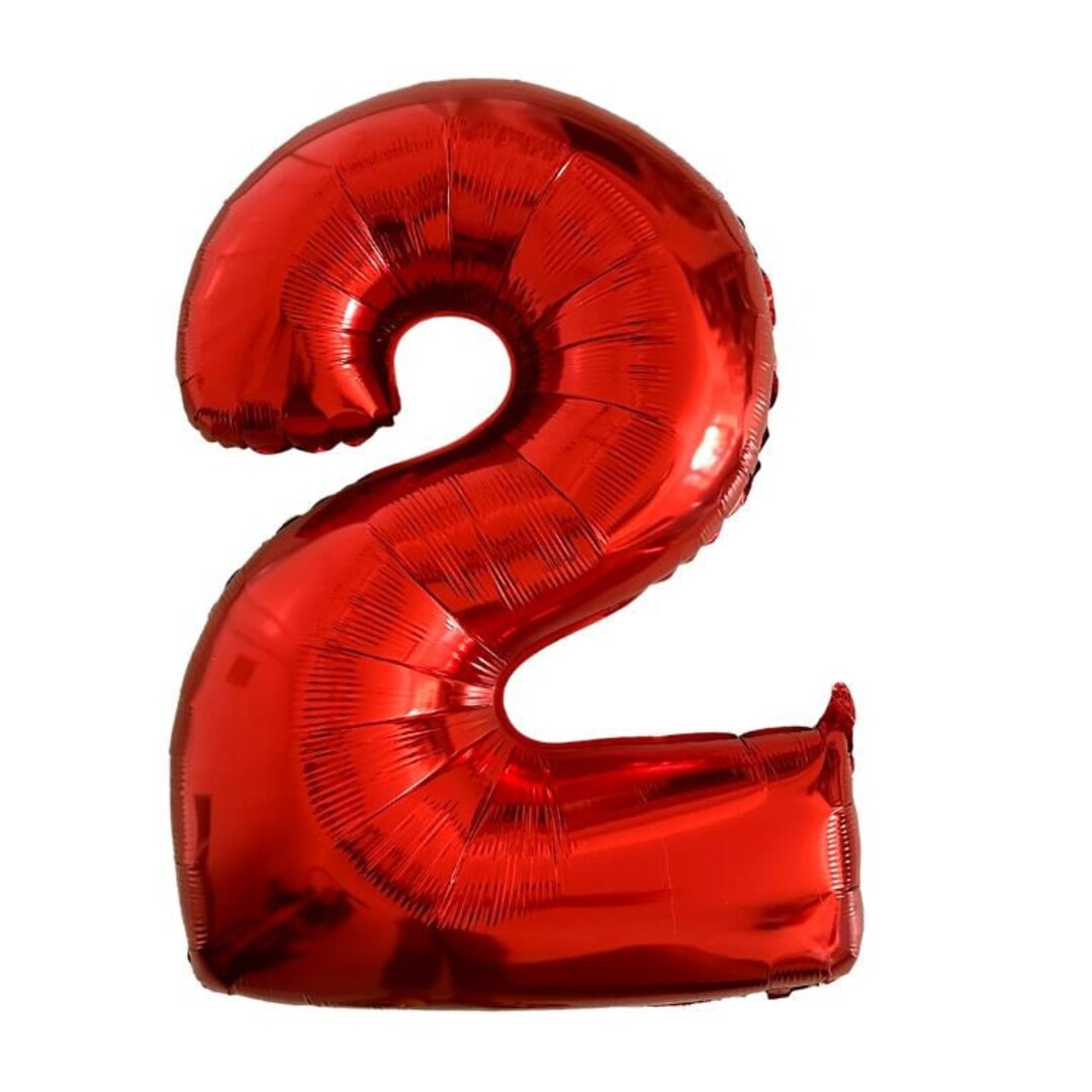2nd Birthday Balloon, Number 2 Balloon, Red Jumbo 2 Balloon, Large 2 ...