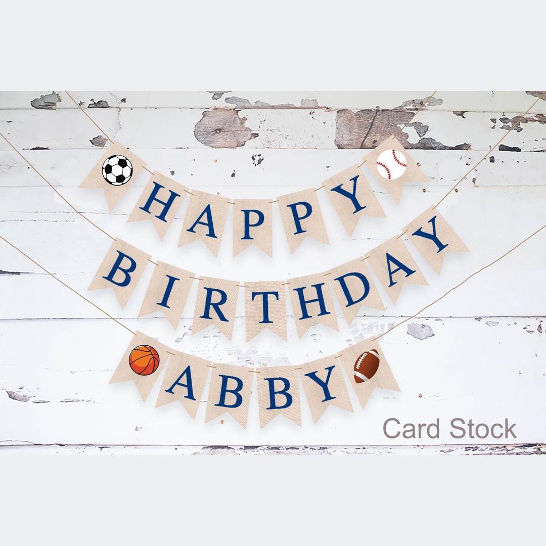 Personalized Sports Banner, Happy Birthday Banner, Soccer, Basketball ...