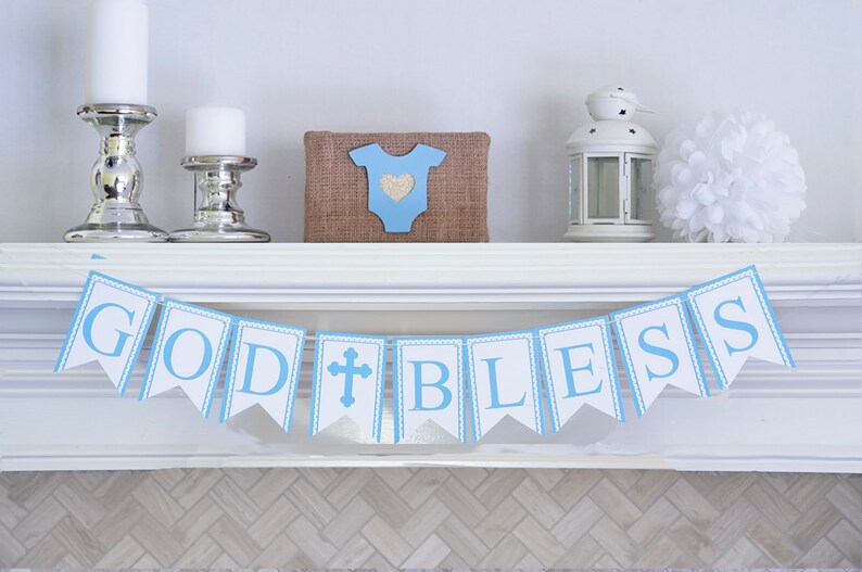 Blue Baptism Banner Christening Banner First Communion | Etsy