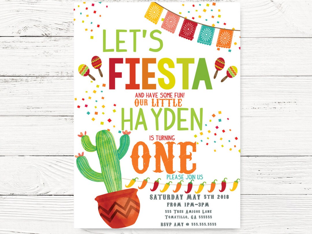 Fiesta 1st Birthday, Baby Boy Cactus First Birthday Fiesta Invitations ...