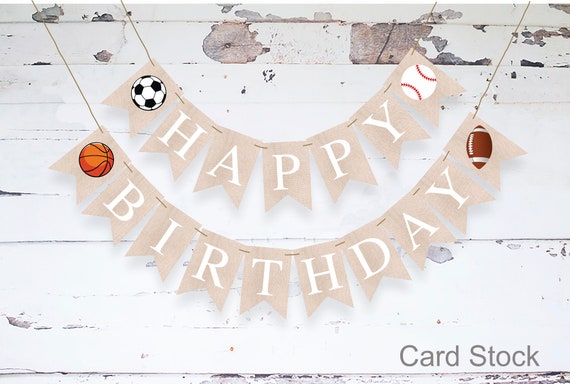 Sports Happy Birthday Banner, Basketball, Soccer, Baseball, Football ...