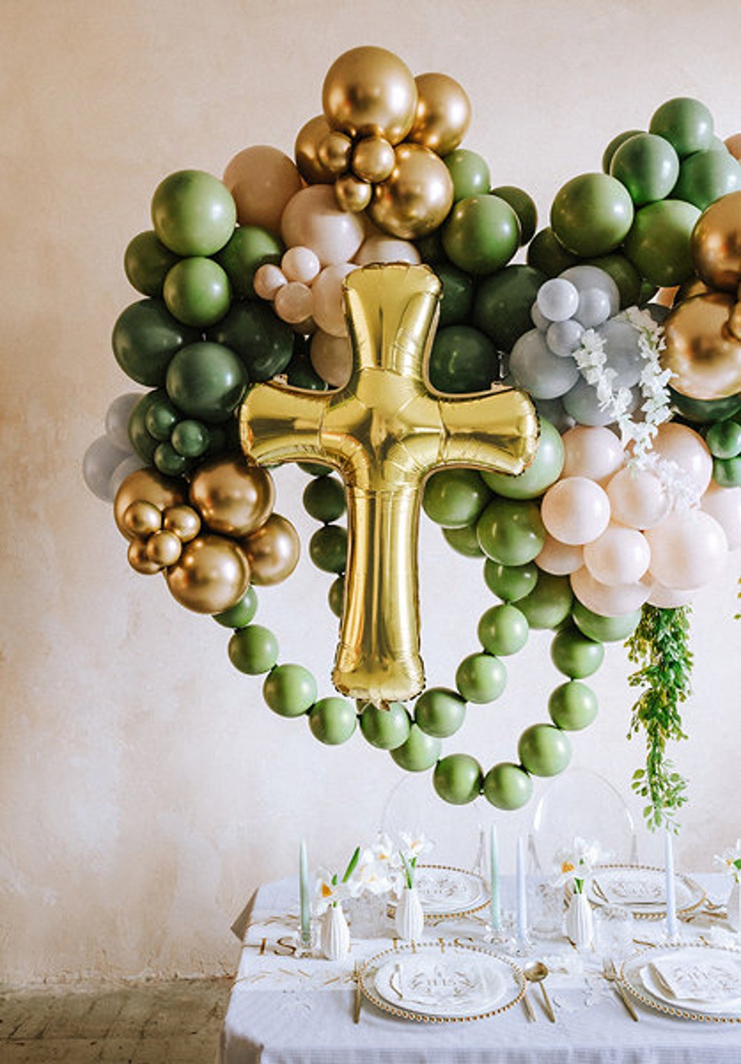 Large Gold Cross Balloon, Christening Decorations, Holy Communion Decor ...