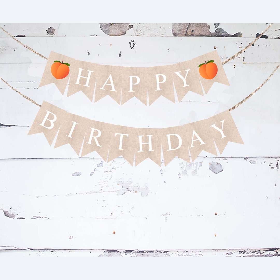Peach Happy Birthday Banner, Spring Flower or Summer Birthday Party ...