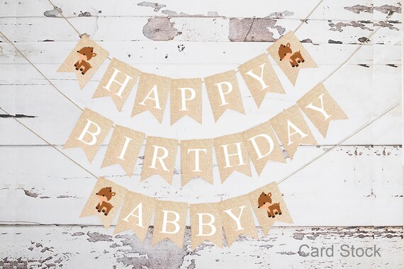 Personalized Happy Birthday Deer Banner, Card Stock Banner, Woodland ...