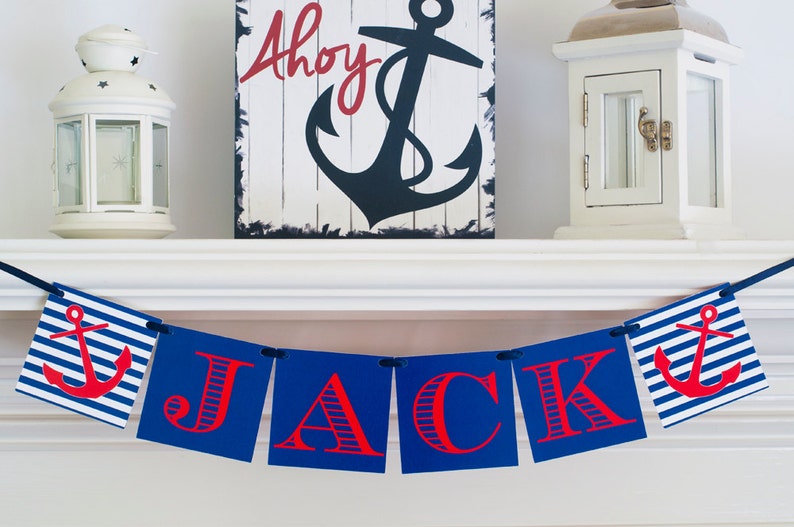 Nautical Party Banner Nautical Theme Birthday Banner | Etsy