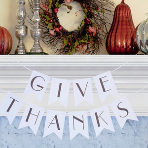 Give Thanks Banner, Thanksgiving Banner, Thanksgiving Garland ...
