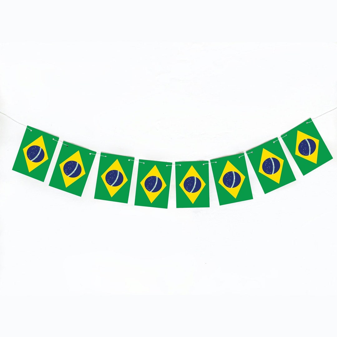 Brazil Flag Banner, Brazilian Flag Banner, Team Brazil Garland, World ...