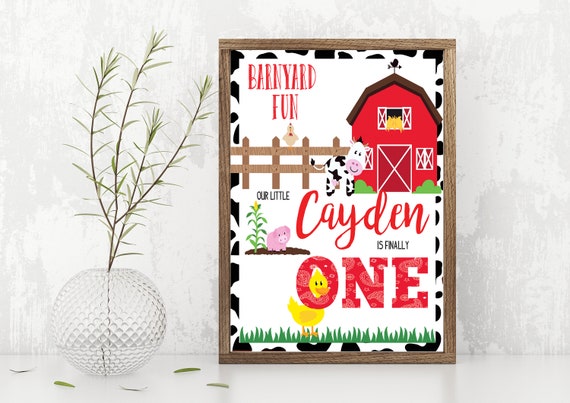 Digital Farm Birthday Poster, Barn Theme Welcome Sign, Farm Happy ...