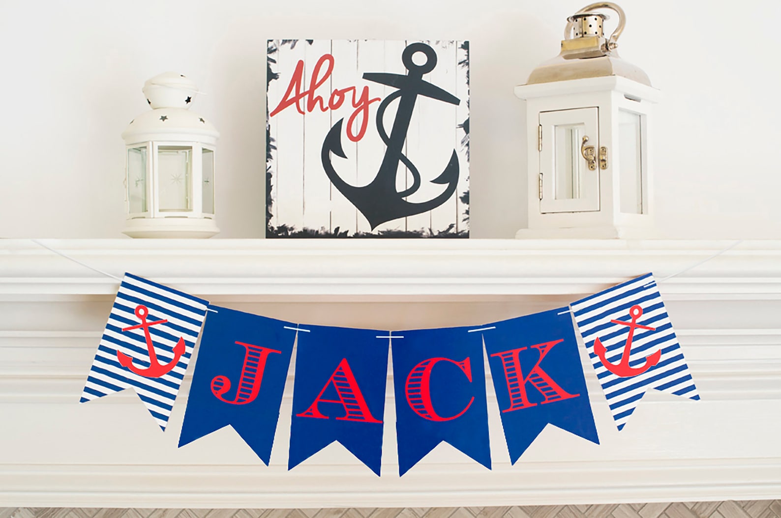 Nautical Party Banner Nautical Theme Birthday Banner Anchor - Etsy