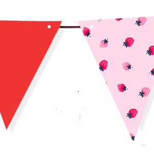 Strawberry Pennant Banner, Strawberry Birthday Party, Summer Party ...