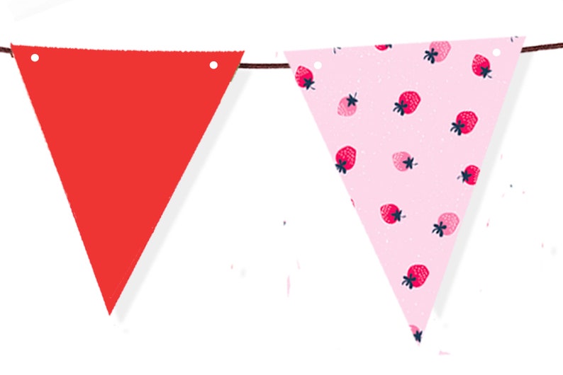 Strawberry Pennant Banner Strawberry Birthday Party Summer | Etsy