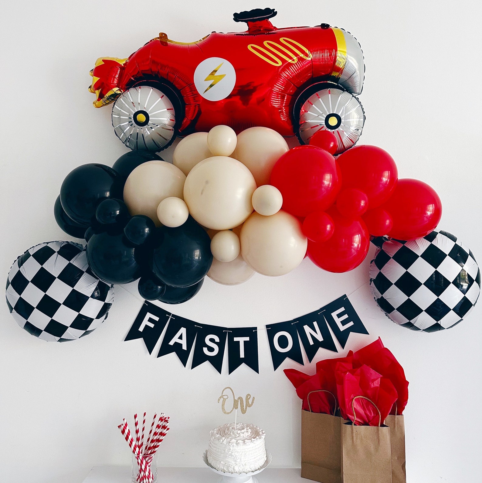 Vintage Race Car Birthday, Fast One Birthday Party, Red Race Car Party ...