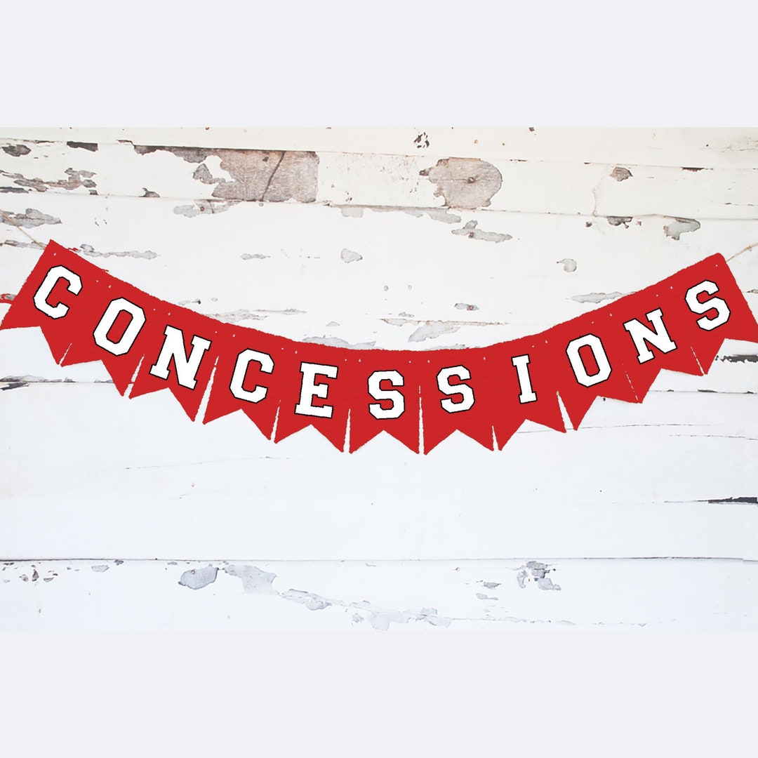 Red Concessions Banner, Concessions Stand Sign, Sporting Event ...