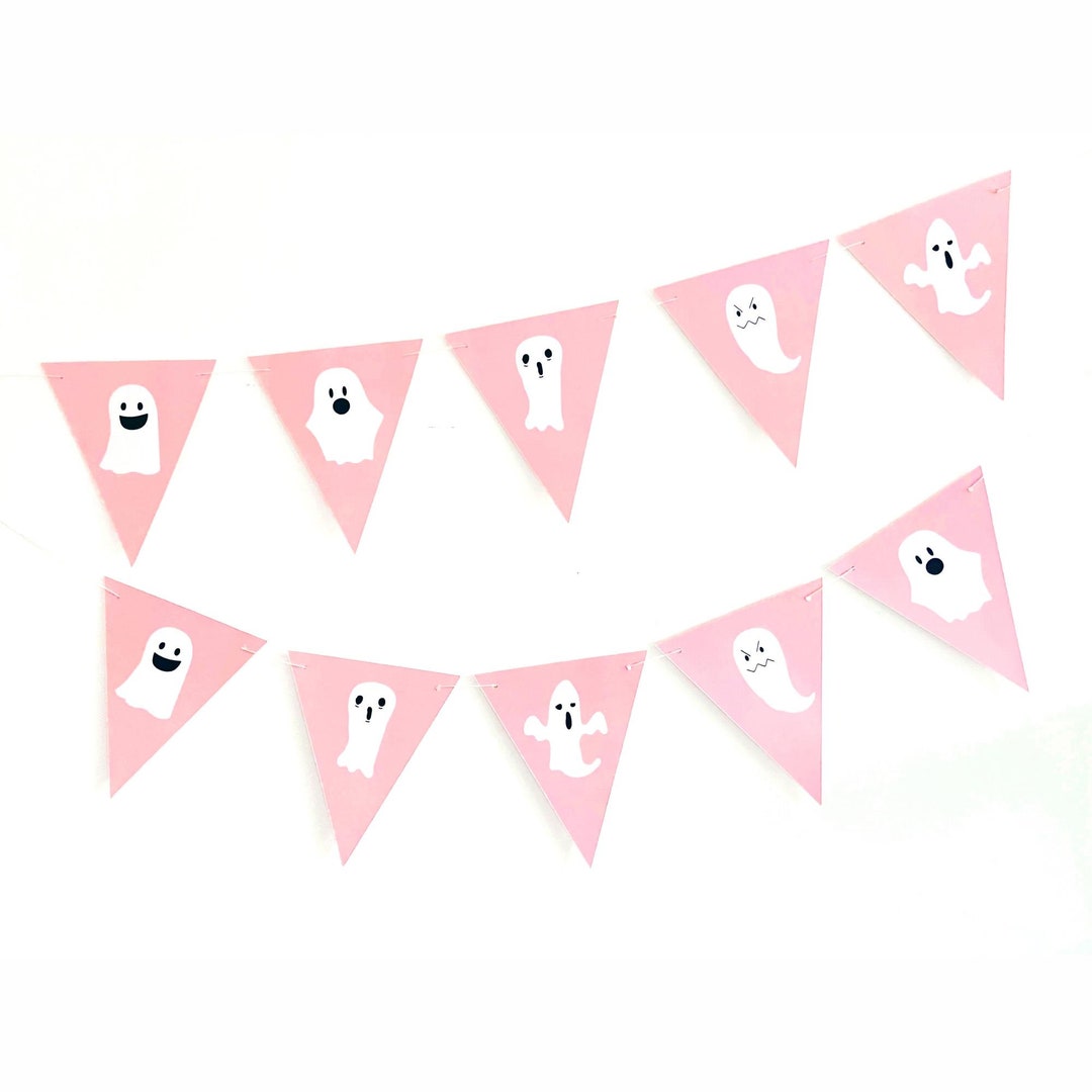 Cute Pink Ghost Banner, Halloween Banner, Halloween Birthday Party ...