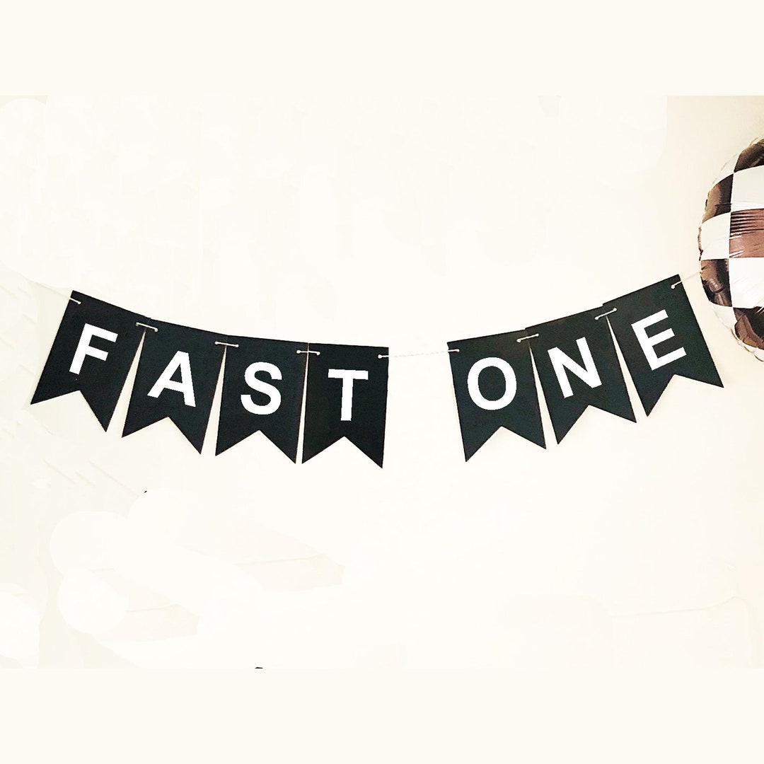 Fast One Card Stock Banner, Fast One Racing Birthday Party, First ...