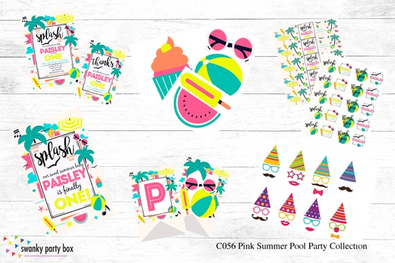 Digital Pool Party First Birthday Printable Kit, Summer Party Instant ...