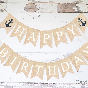 Anchor Happy Birthday Banner, Nautical Birthday Party Decor, Nautical ...