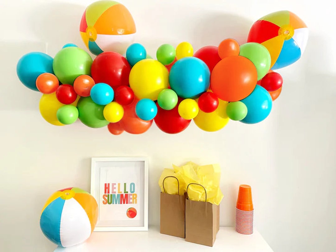 Orange Beach Ball Birthday Party | Colorful Summer Balloons | Pool ...