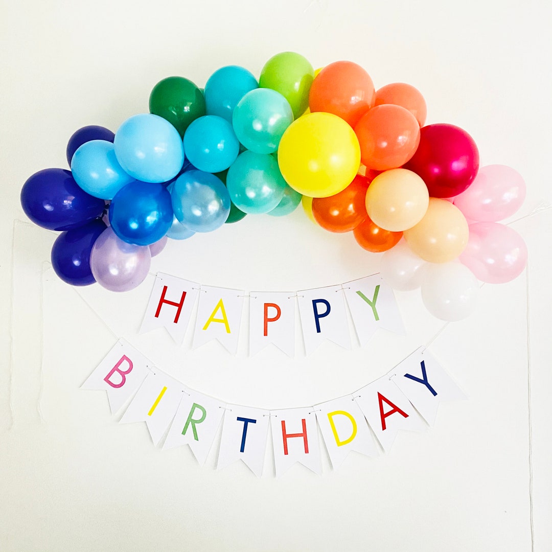Rainbow Birthday Party Collection | Rainbow Party Happy Birthday Banner ...