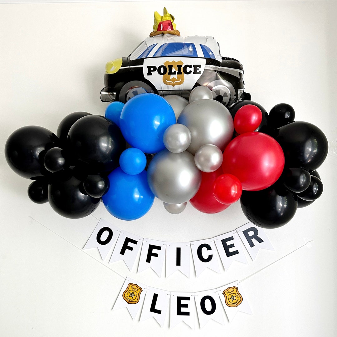 Police Car Balloon | Personalized Police Officer Banner | Birthday Kit ...