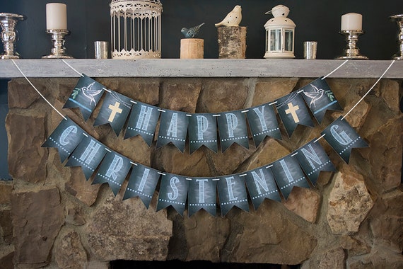 Christening Decorations, Happy Christening Banner, Confirmation Sign ...