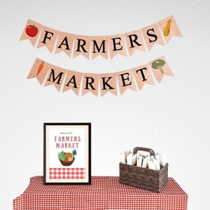 Farmers Market Banner, Fresh Veggies Garland, Market Stall Decorations ...