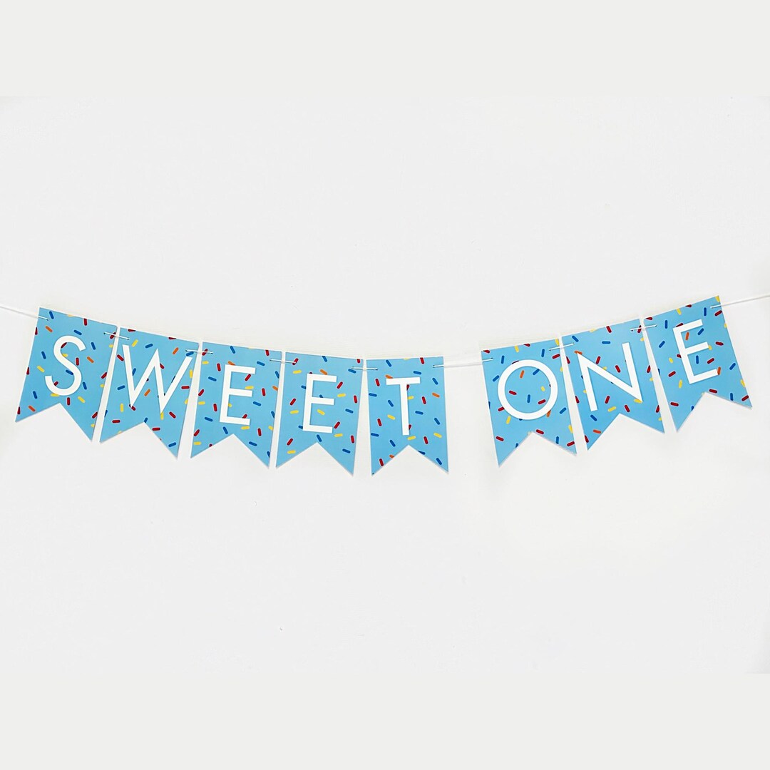 Blue Sweet One Birthday Party Banner | Donut Themed Birthday Banner ...