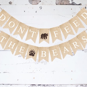 Don't Feed the Bears Burlap Collection, Camping Party Decorations, Camp ...