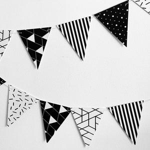 Black & White Patterned Banner, Monochrome Banner, Birthday Party ...