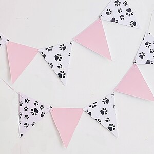 Pet Theme Banner, Pink Paw Print Banner, Dog Birthday Party Decorations ...
