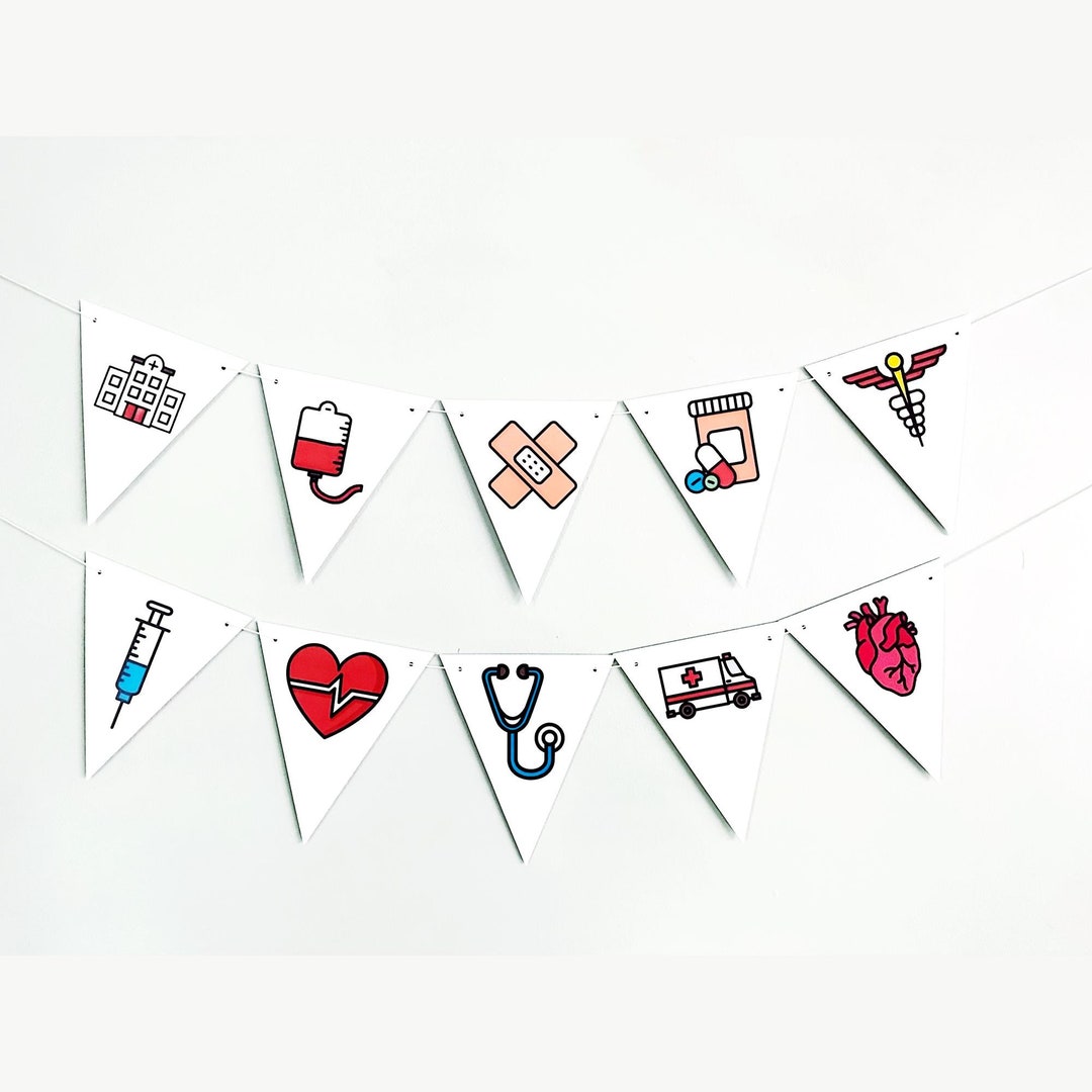 Medical Banner, Medical Symbols Garland, Nurses Day Banner, Nurse ...