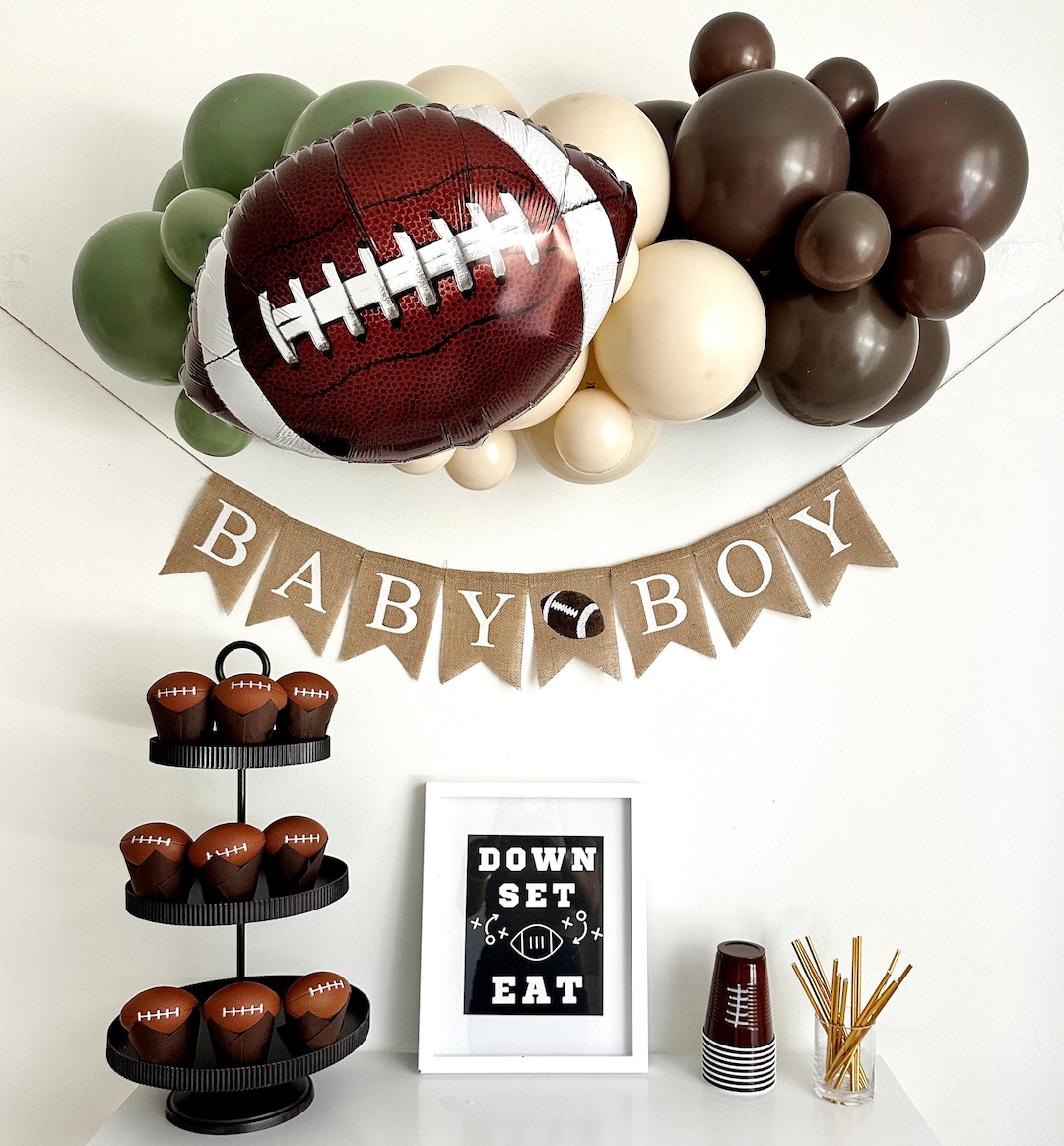 Football Baby Shower, Sports Balloon Garland, Football Baby Boy Party ...