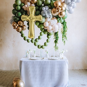 Large Gold Cross Balloon, Christening Decorations, Holy Communion Decor ...